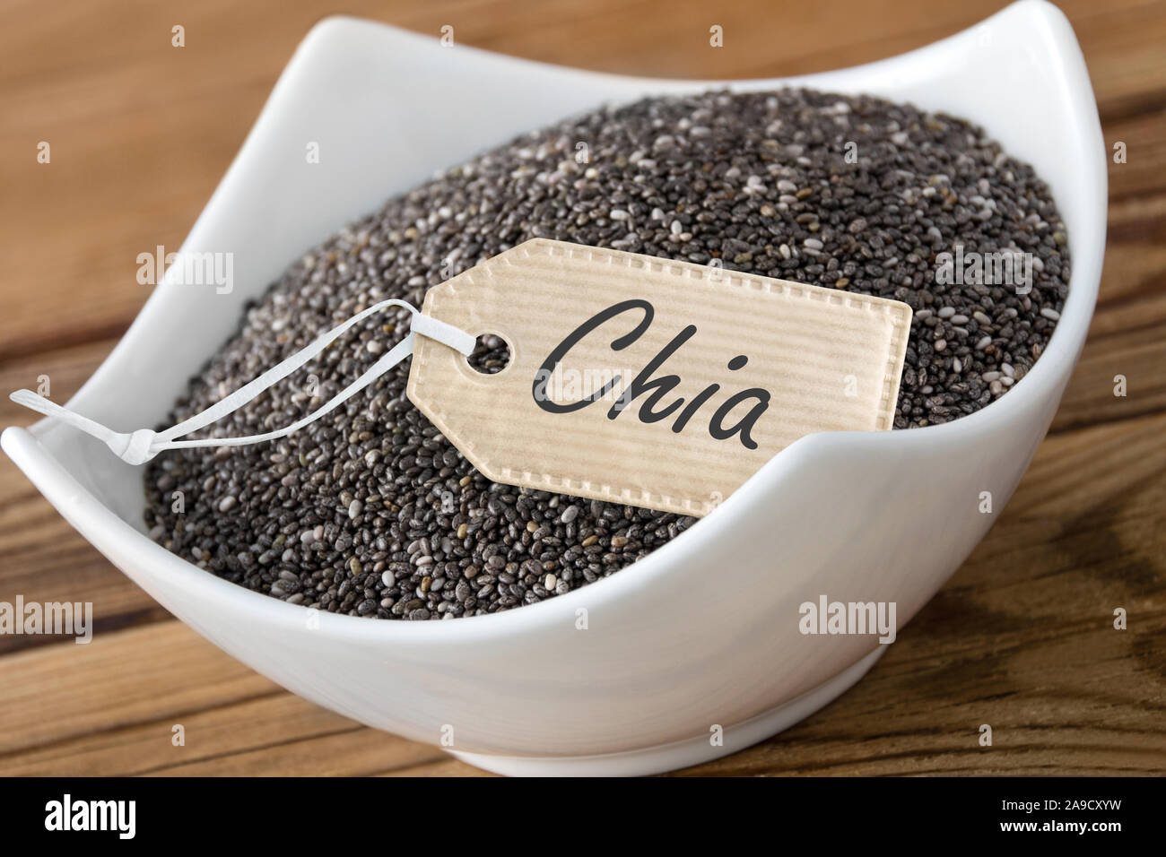 Chia seeds and label Stock Photo - Alamy