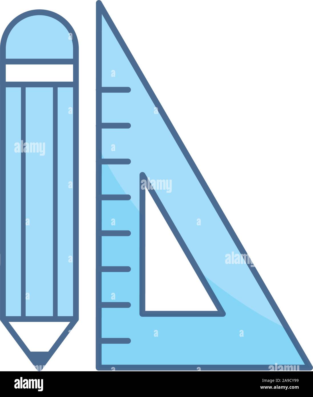 pencil ruler school education learning line and fill vector ...