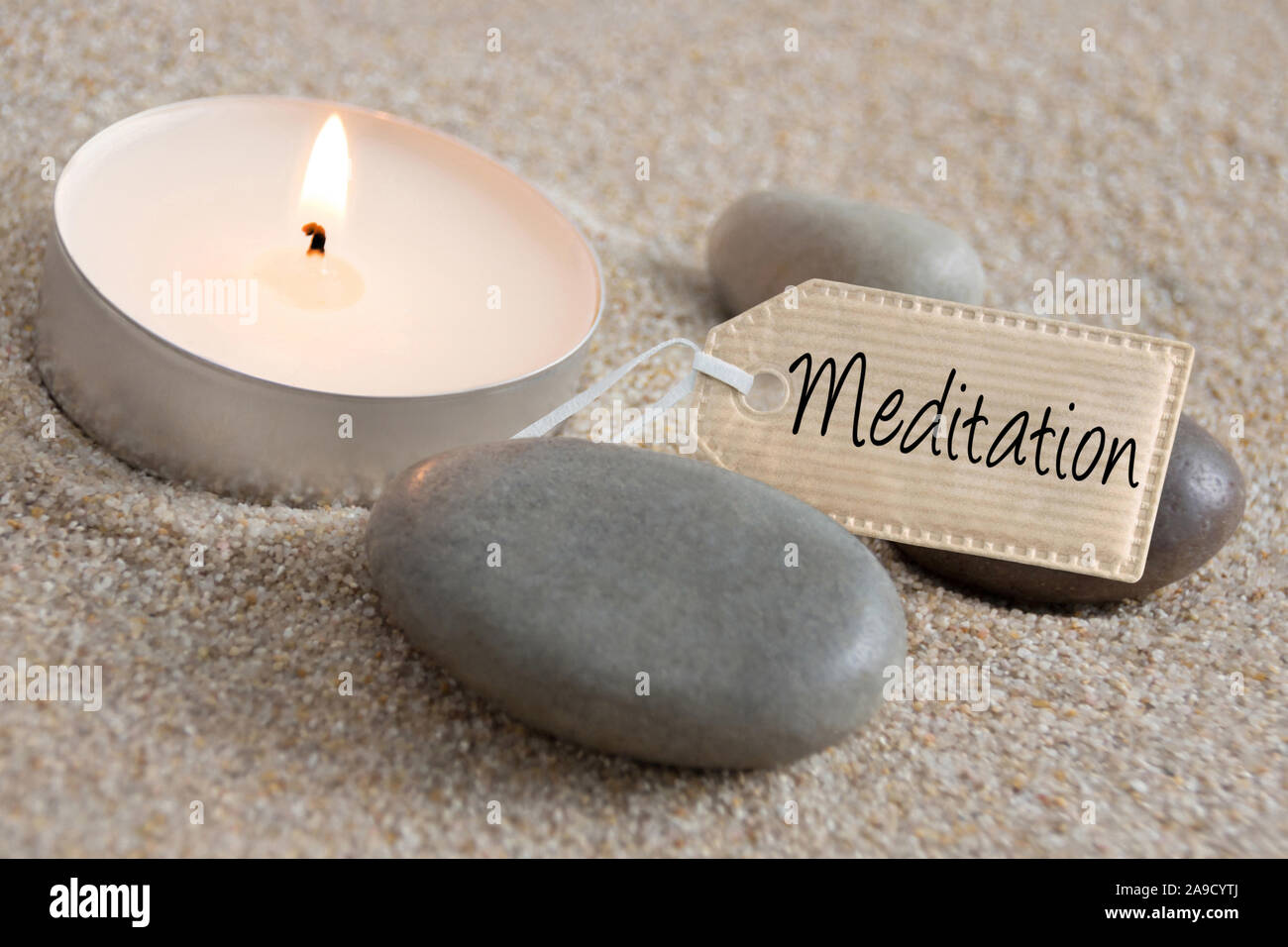 Wellness Label and Meditation Stock Photo - Alamy