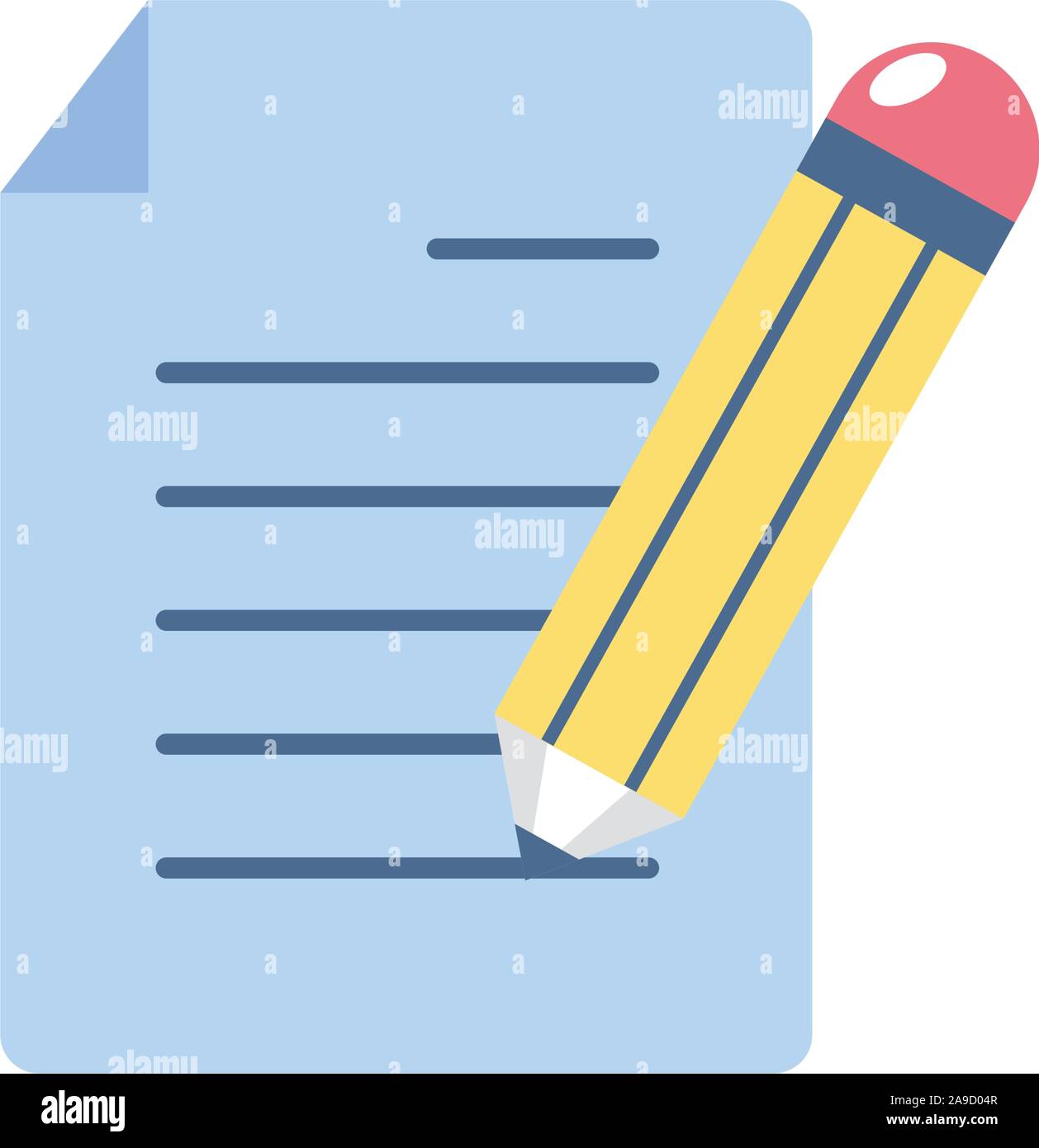 paper and pencil writing school education learning flat style vector ...