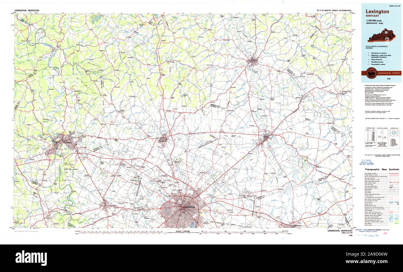 Map of lexington kentucky Cut Out Stock Images & Pictures - Alamy