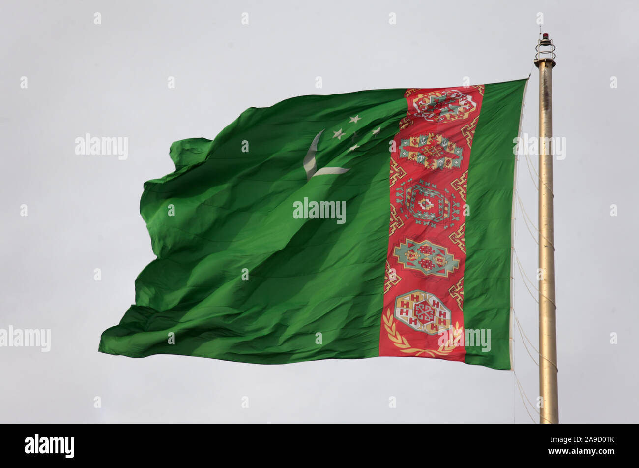 National flag of Turkmenistan Stock Photo - Alamy
