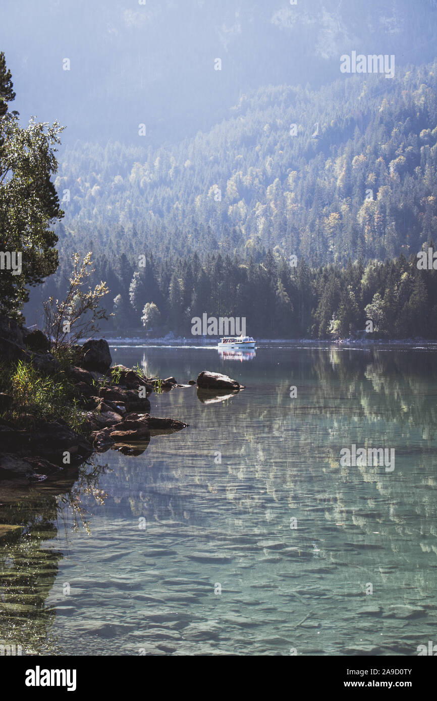 Lake eibsee with boats hi-res stock photography and images - Alamy