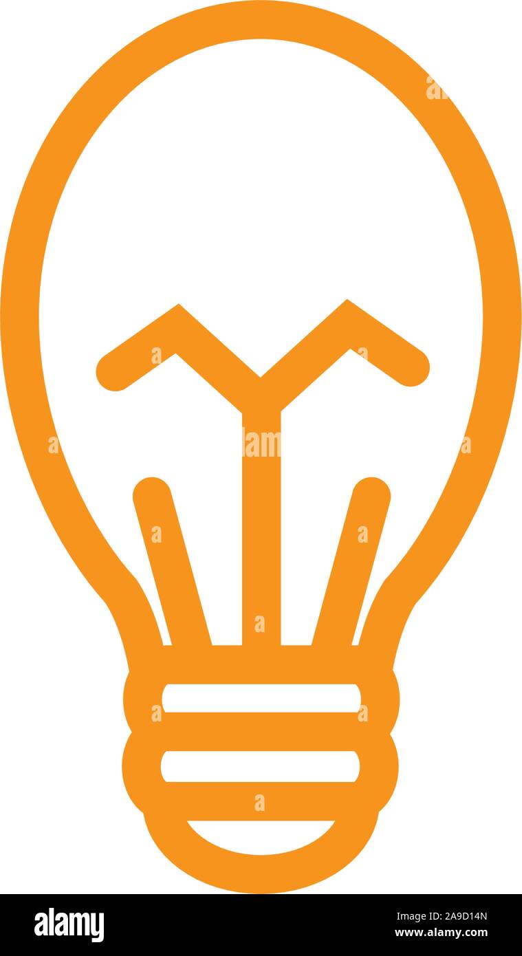 bulb energy electricity light yellow line style vector illustration ...