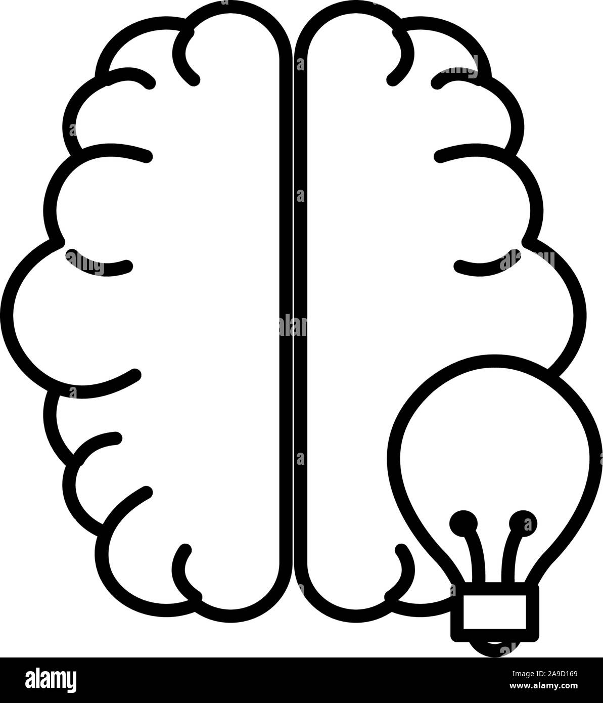 human brain bulb idea icon line style illustration Stock Vector Image ...