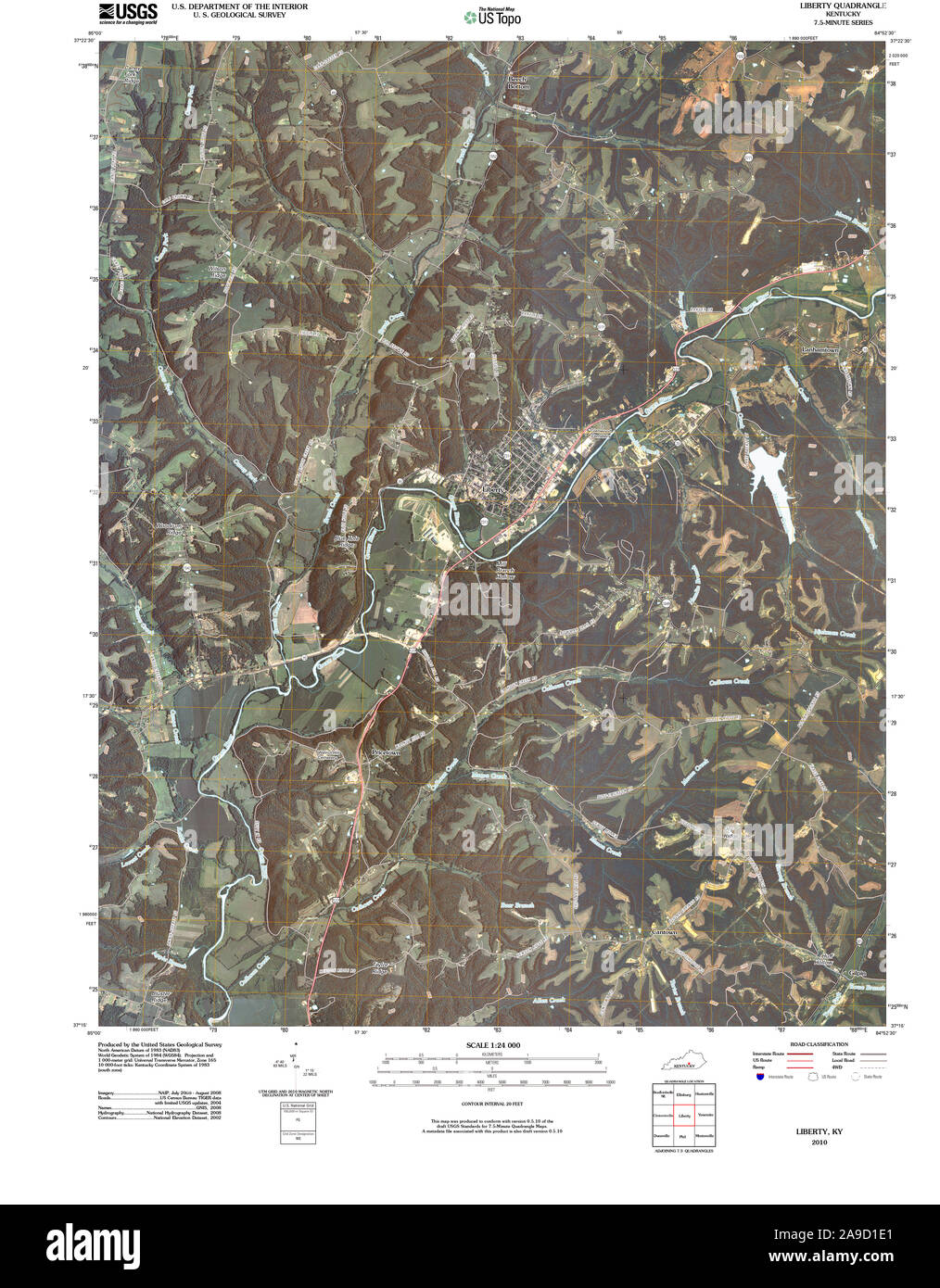 Map of liberty kentucky Cut Out Stock Images & Pictures - Alamy