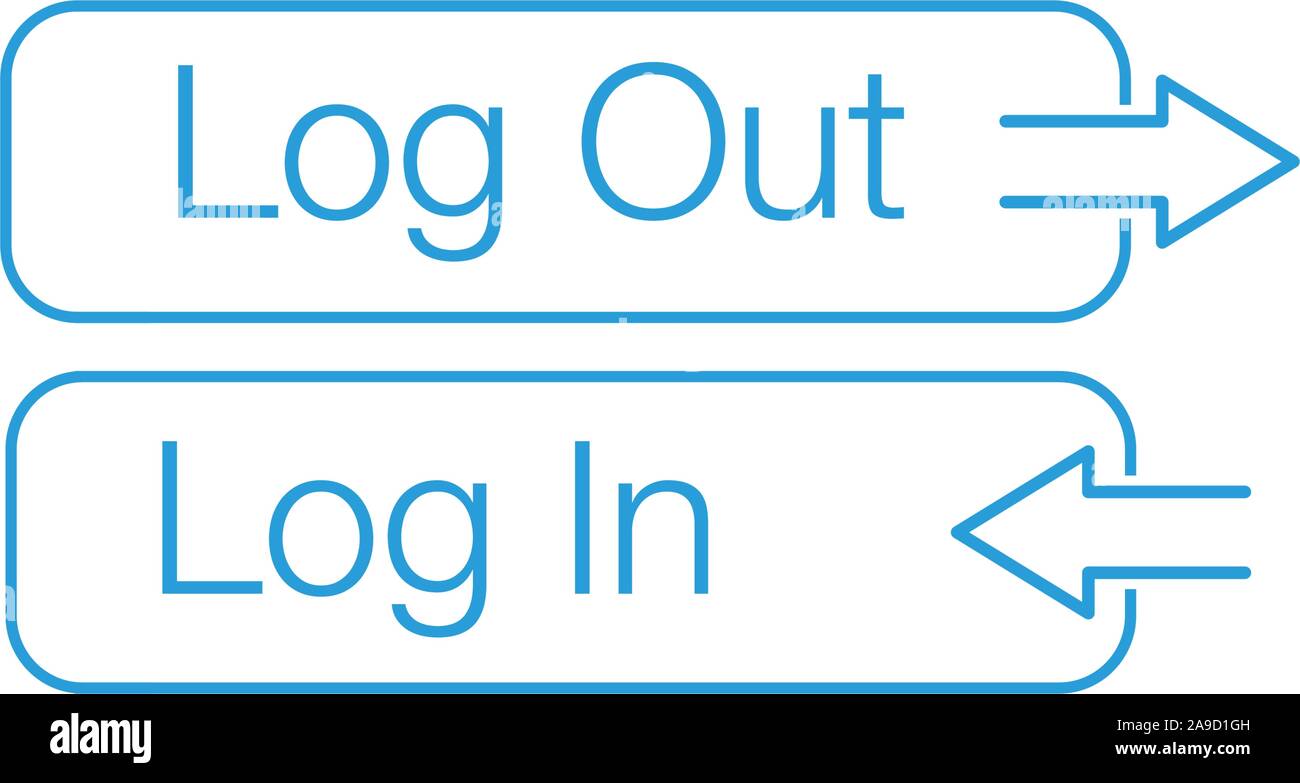 login and log out buttons with arrows. can be used for web, ui, apps ...
