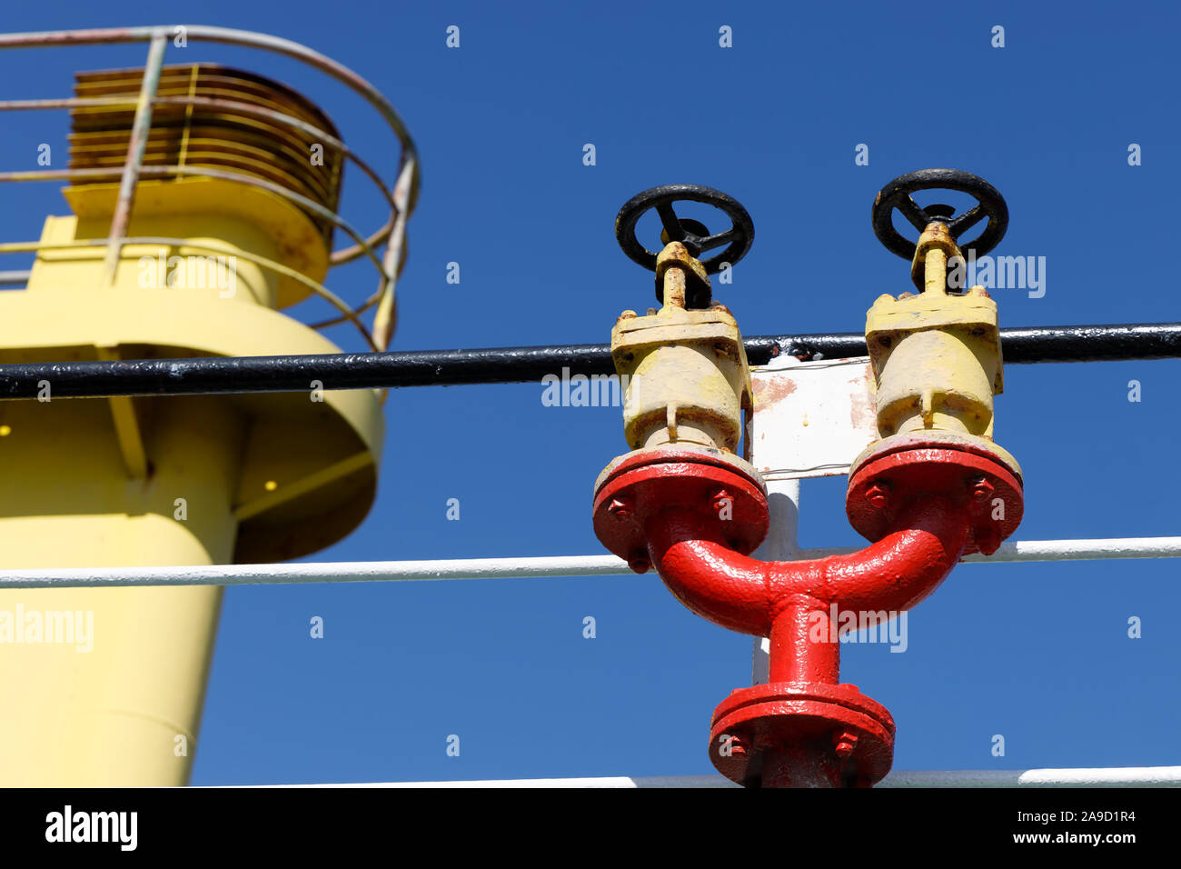 Double fire hydrant on the upper deck of a cargo ship Stock Photo - Alamy