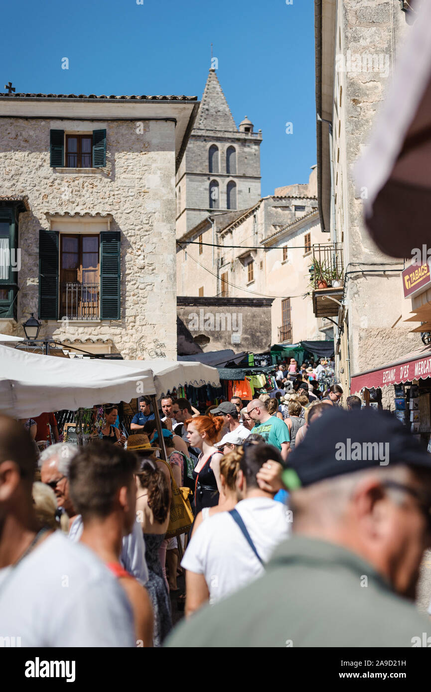 Market in a village in Majorca Stock Photo - Alamy