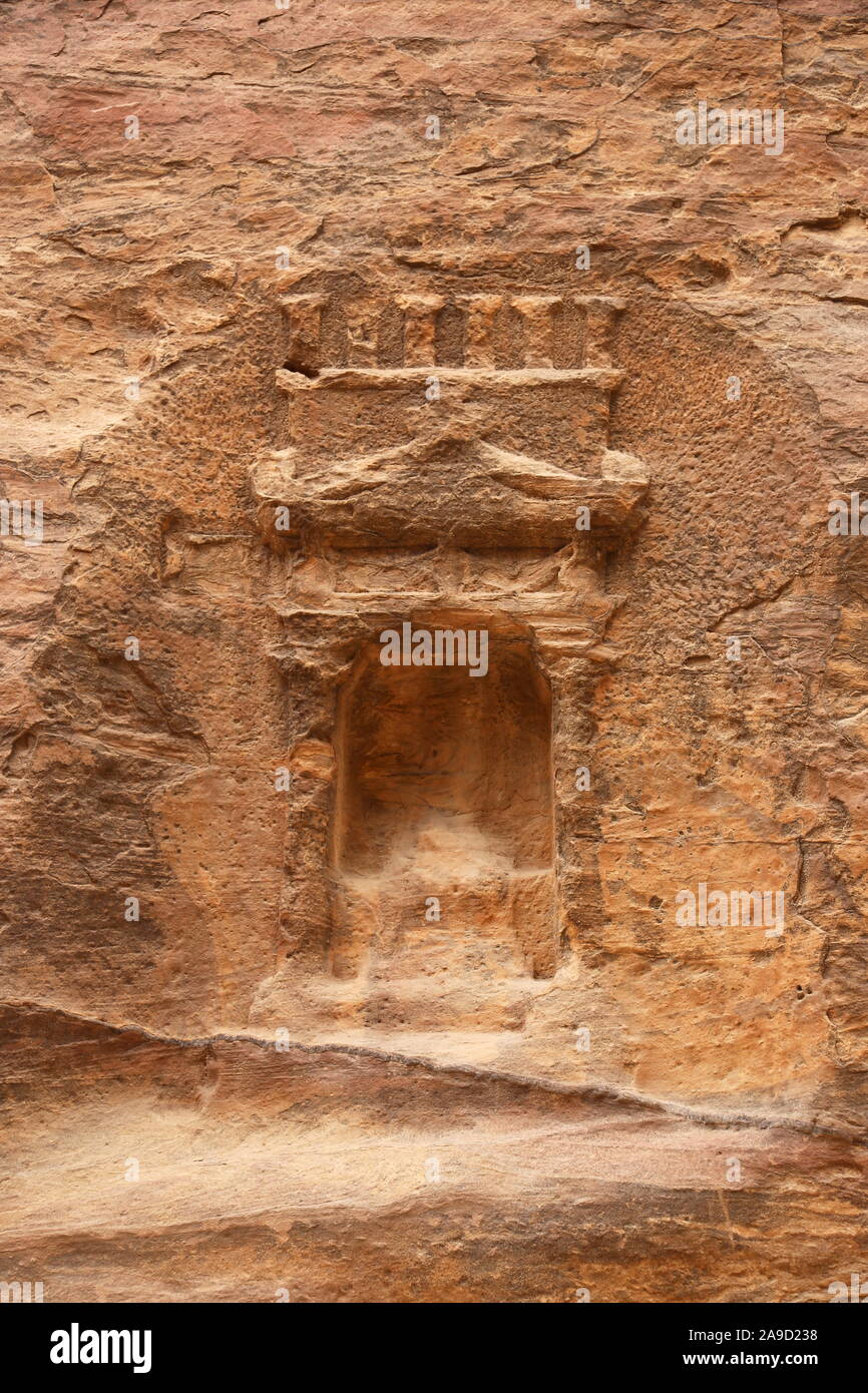 Aedicula (shrine) D144, with six betyls, Siq, Petra, Wadi Musa, Ma'an ...