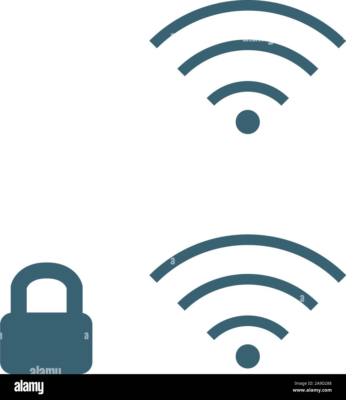 Creative WiFi icon with lock element. Secured wifi. Locked and open ...