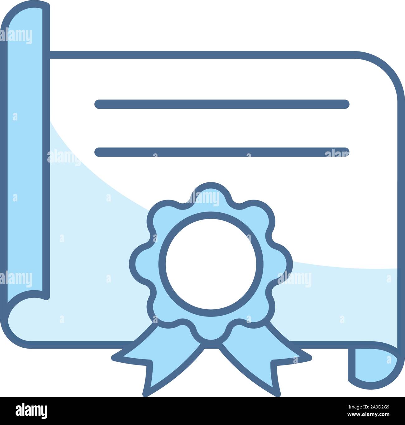 rolled paper certificate school education learning line and fill vector ...