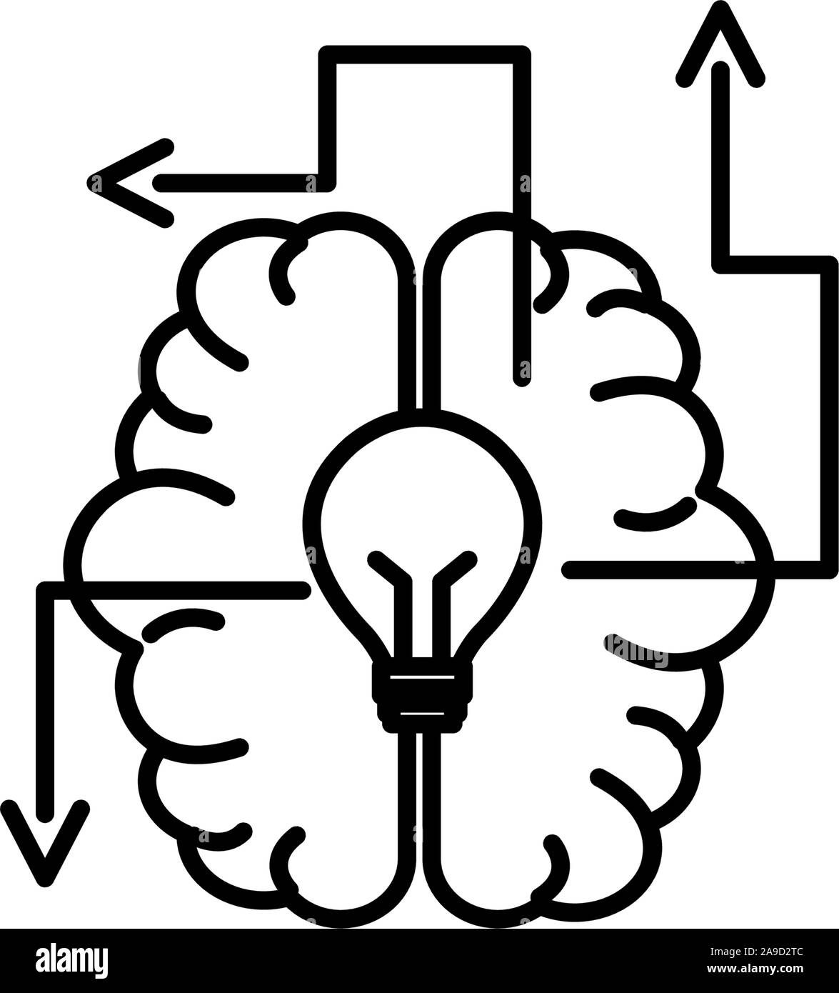 human brain bulb progress idea icon line style illustration Stock ...