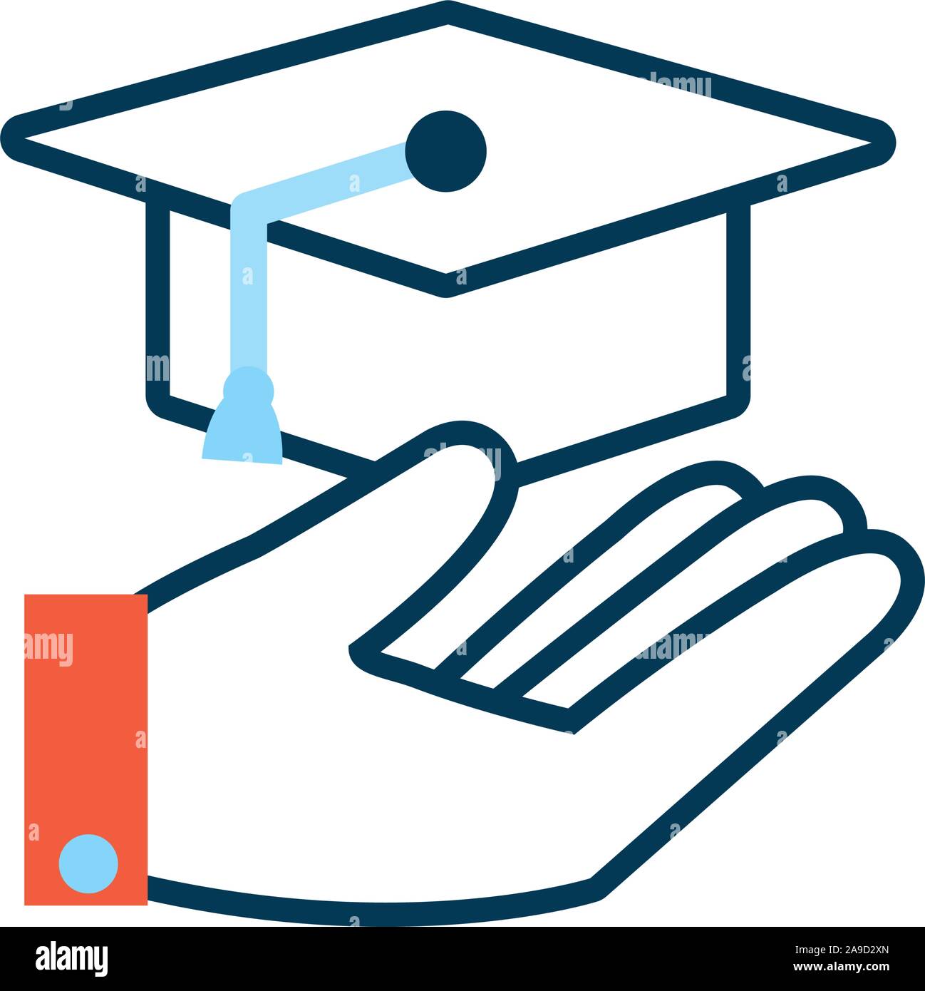 hand lifting graduation hat icon Stock Vector Image & Art - Alamy