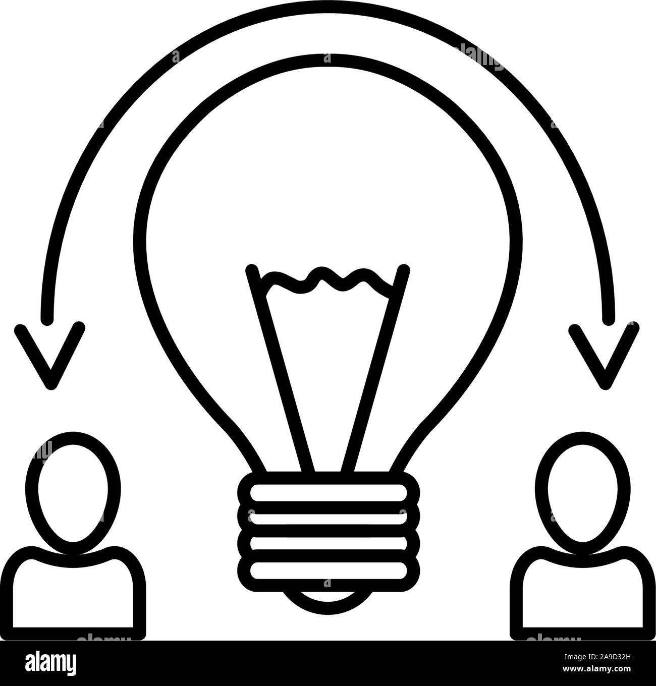 people team bulb connection idea icon line style illustration Stock ...