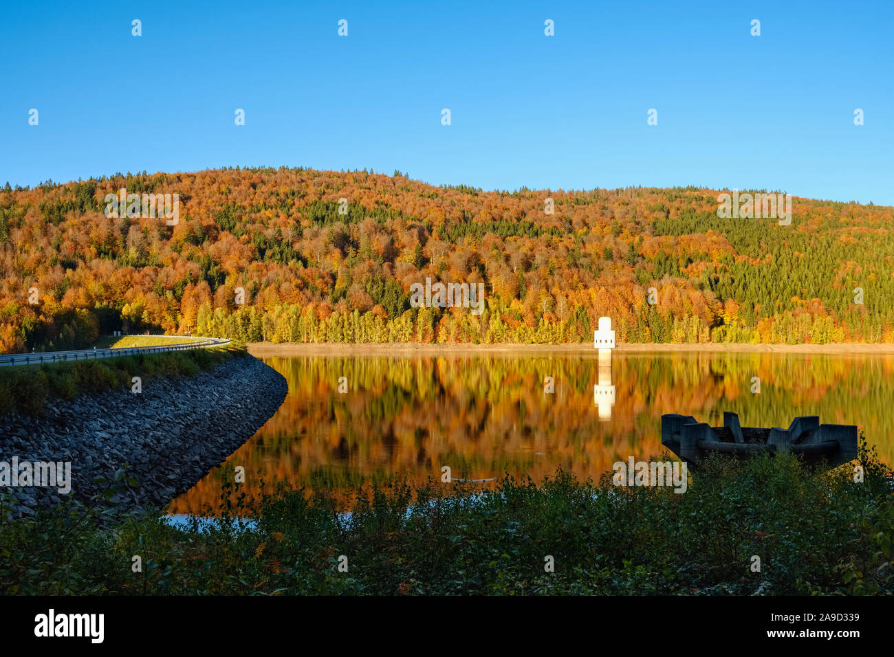 Dam, drinking water dam Frauenau, the Bavarian Forest, Lower Bavaria ...