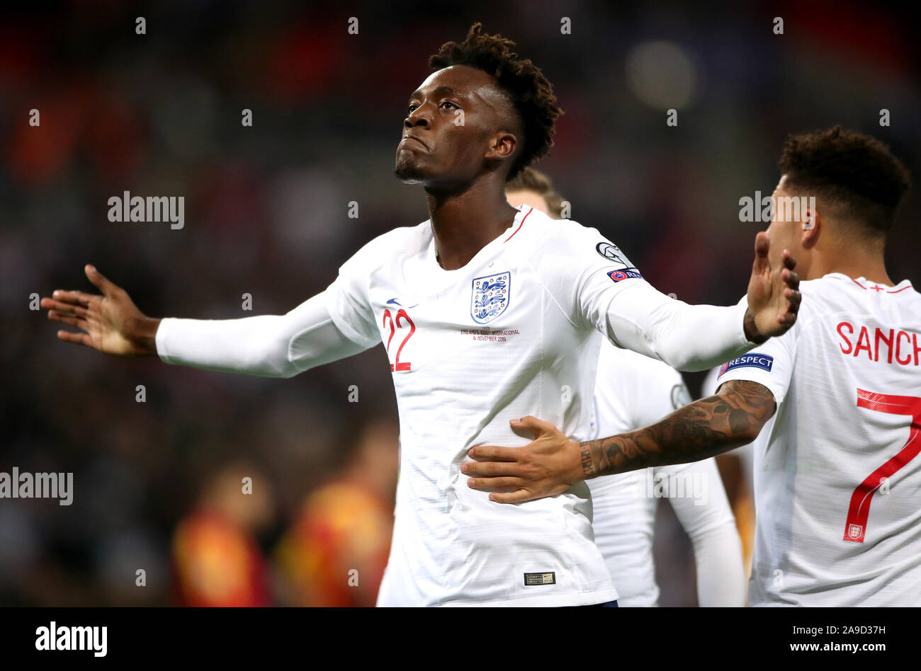 England's Tammy Abraham celebrates scoring his sides seventh goal of ...