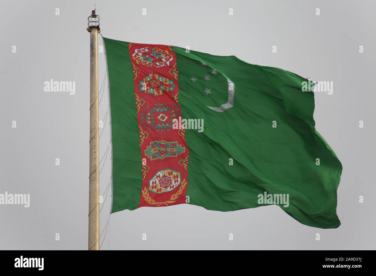National flag of Turkmenistan Stock Photo - Alamy