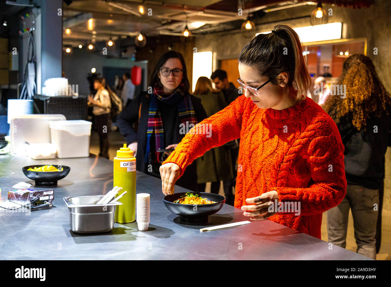 15th November 2019 - Opening of Market Hall West End, London, UK, woman ...