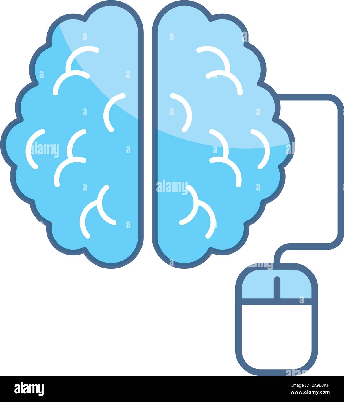 brain mouse connected school education learning line and fill vector ...