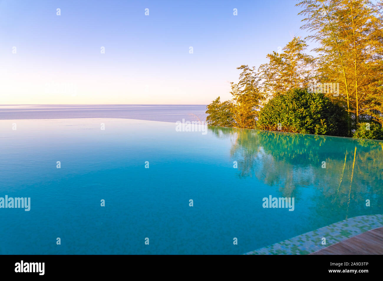 Infinity Edge Swimming Pool Water, Beautiful Black Sea View. Relaxation ...
