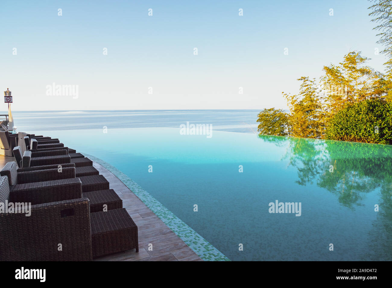 Infinity Edge Swimming Pool Water, Beautiful Black Sea View. Relaxation ...