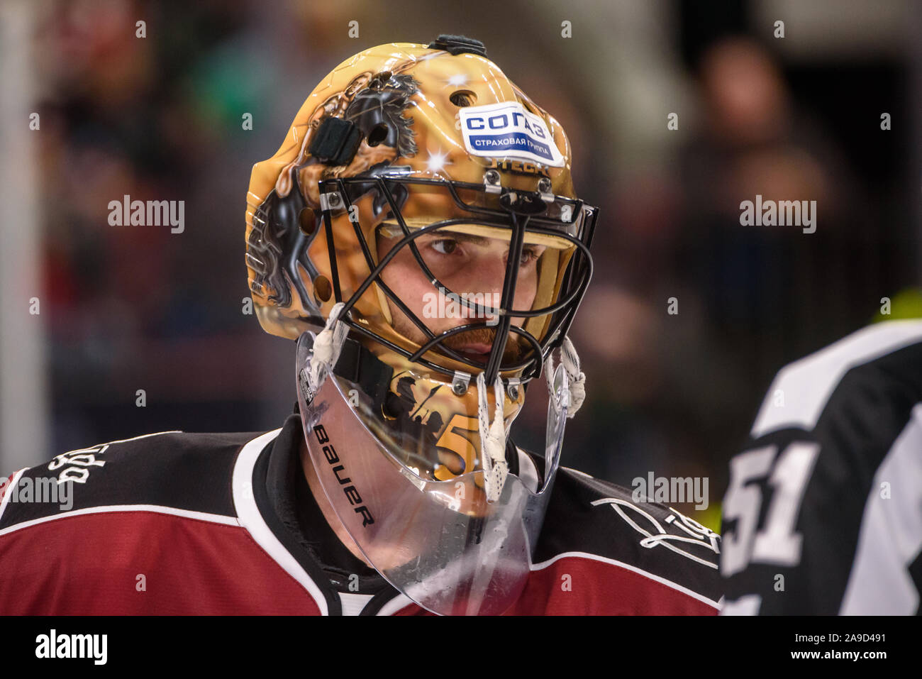 RIGA, Latvia. 14th Nov, 2019. Alexander Salak, goalkeeper of team ...
