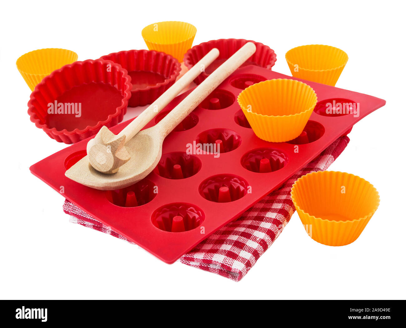 Various baking utensils isolated against white background Stock Photo ...