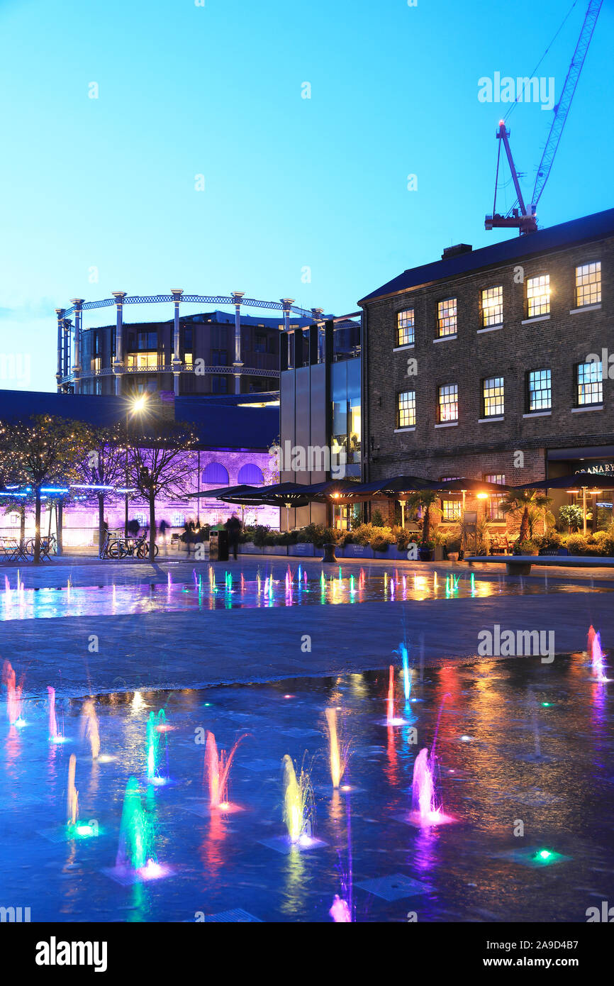 Christmas lights on popular destination, Granary Square, in north ...