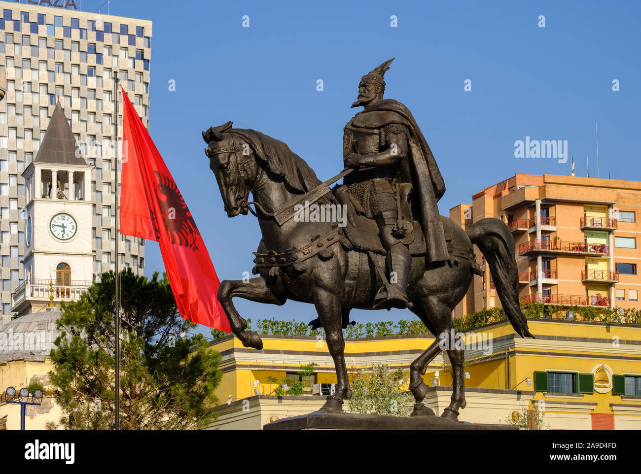 Skanderbeg monument, equestrian statue Skënderbej, square Skanderbeg ...