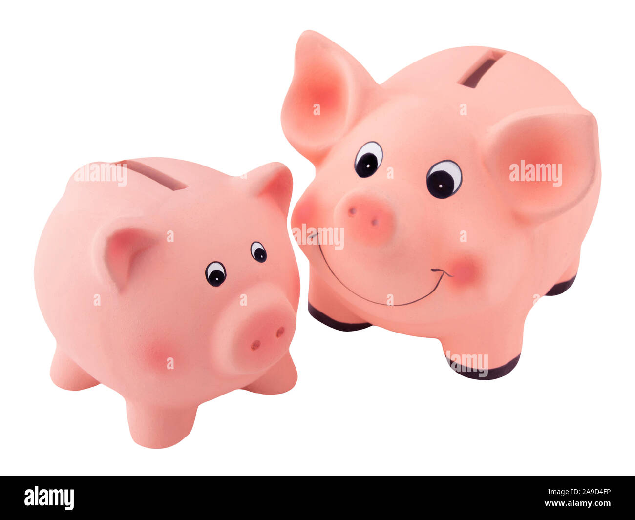 Two Piggy Banks isolated against white background Stock Photo - Alamy