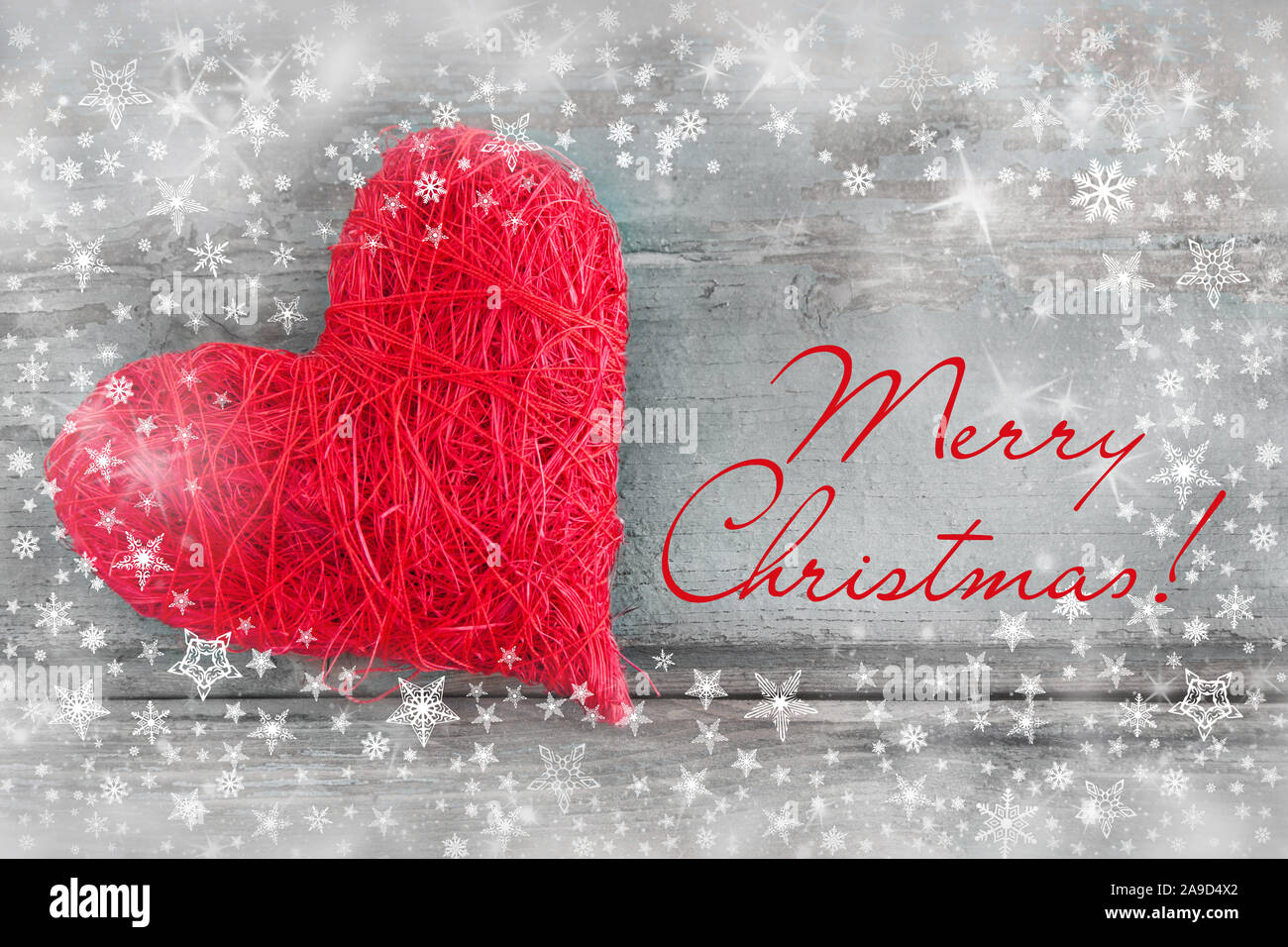 Merry Christmas! - Red heart Stock Photo - Alamy