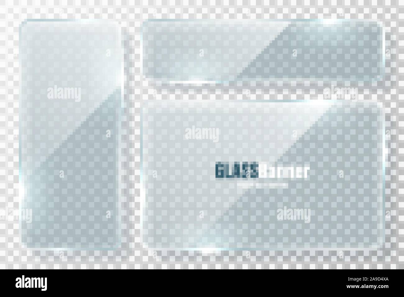Glass frames collection. Realistic transparent glass banner with glare ...