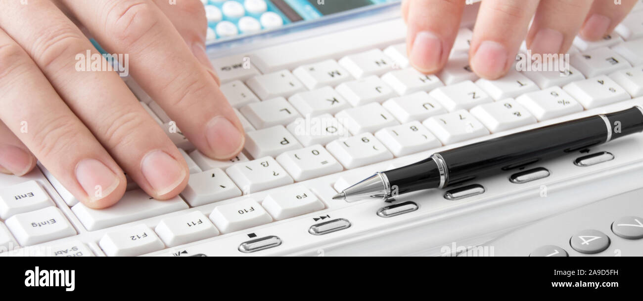 Business Hands and Computer Stock Photo - Alamy