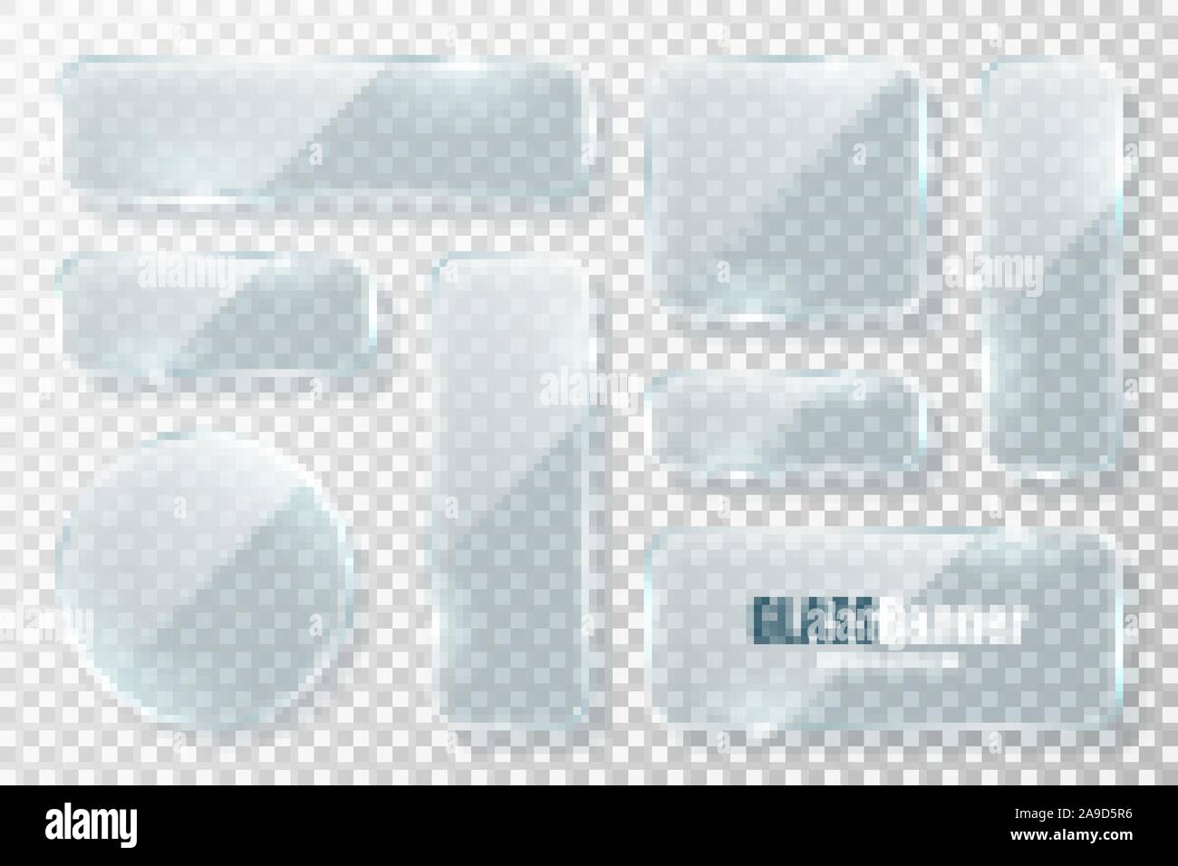 Glass frames collection. Realistic transparent glass banner with glare ...