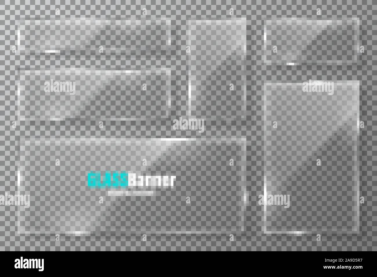 Glass frames collection. Realistic transparent glass banner with glare ...