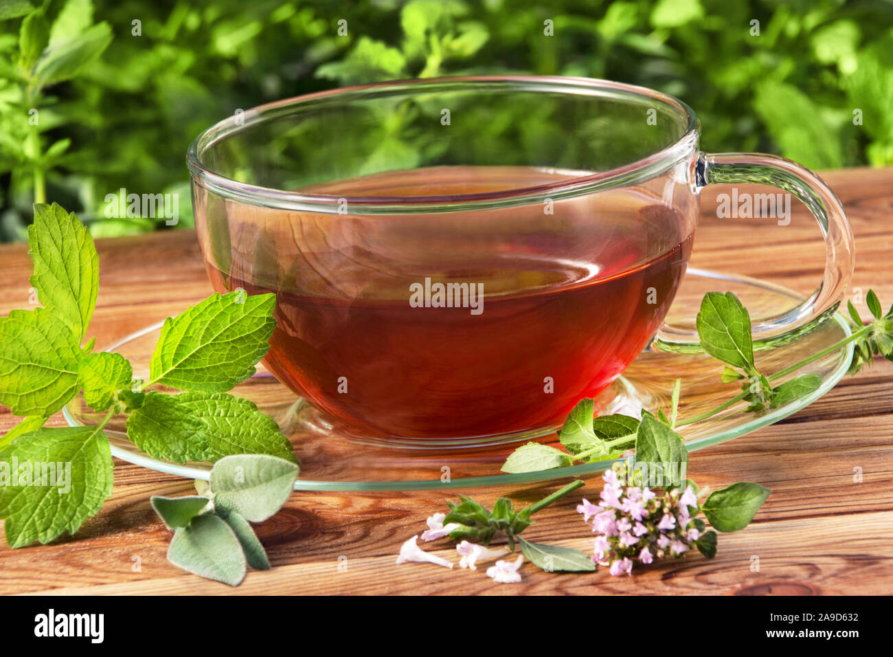 Herbal tea and glass cup Stock Photo - Alamy