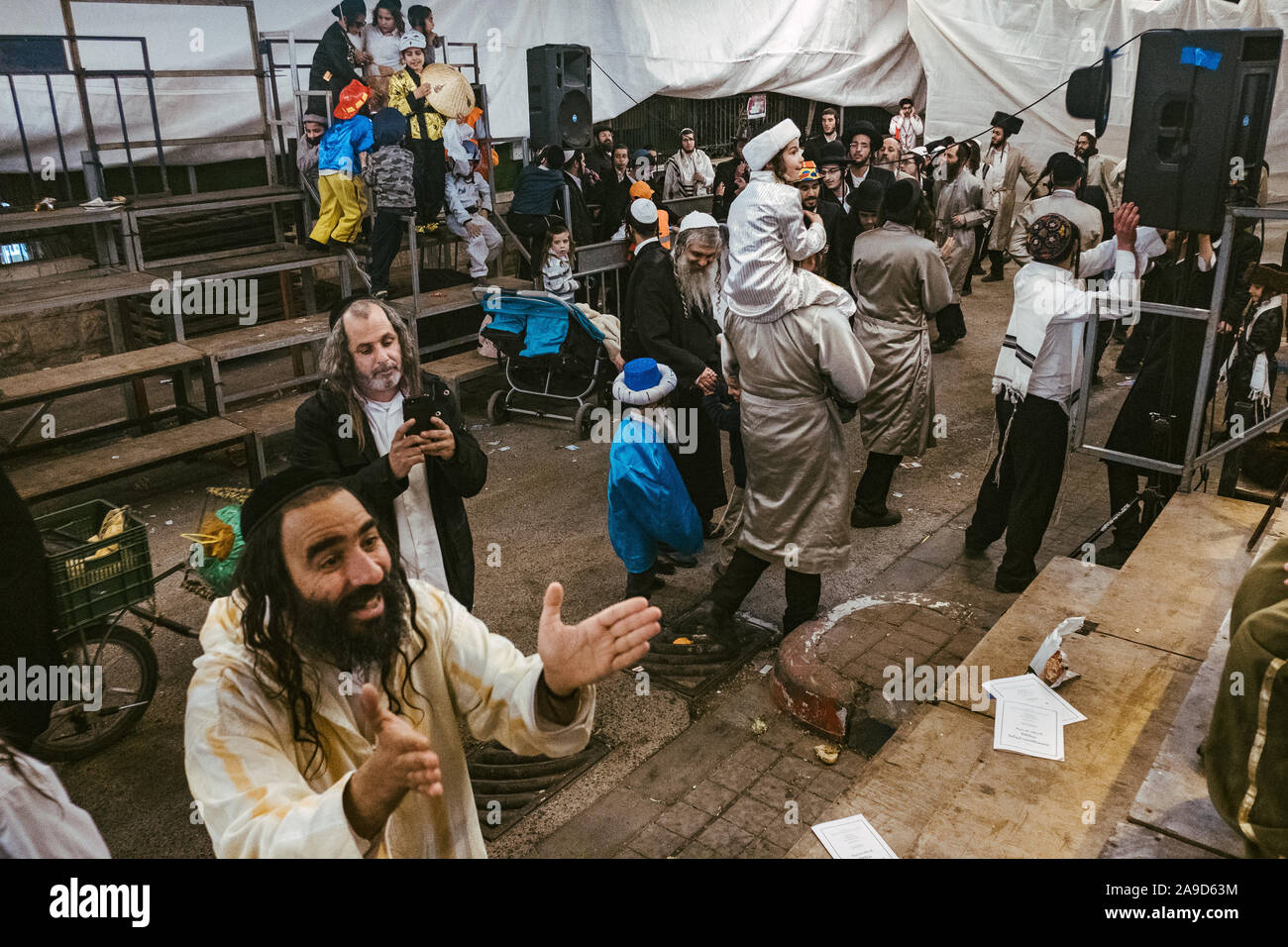 Purim celebration in the strictly orthodox Mea Shearim neighbourhood in ...