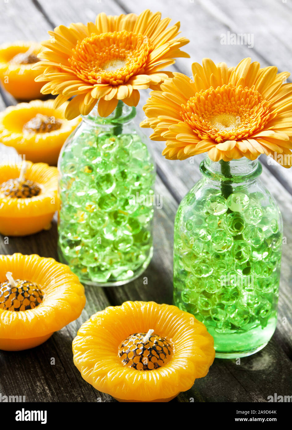 Decorating with water hydro bubbles and flowers Stock Photo - Alamy