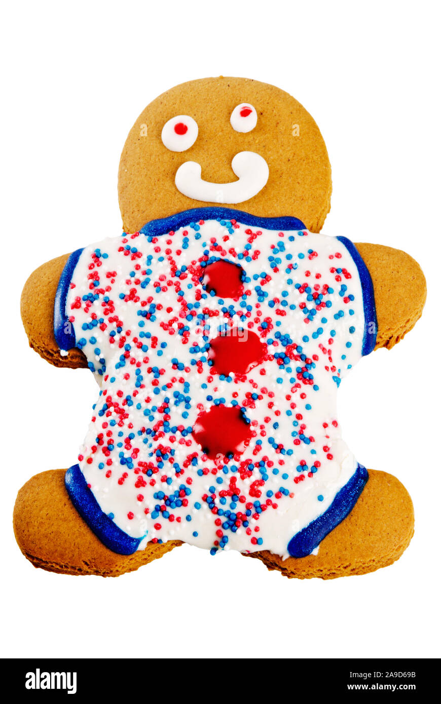 Gingerbread man frosted biscuit Cut Out Stock Images & Pictures - Alamy