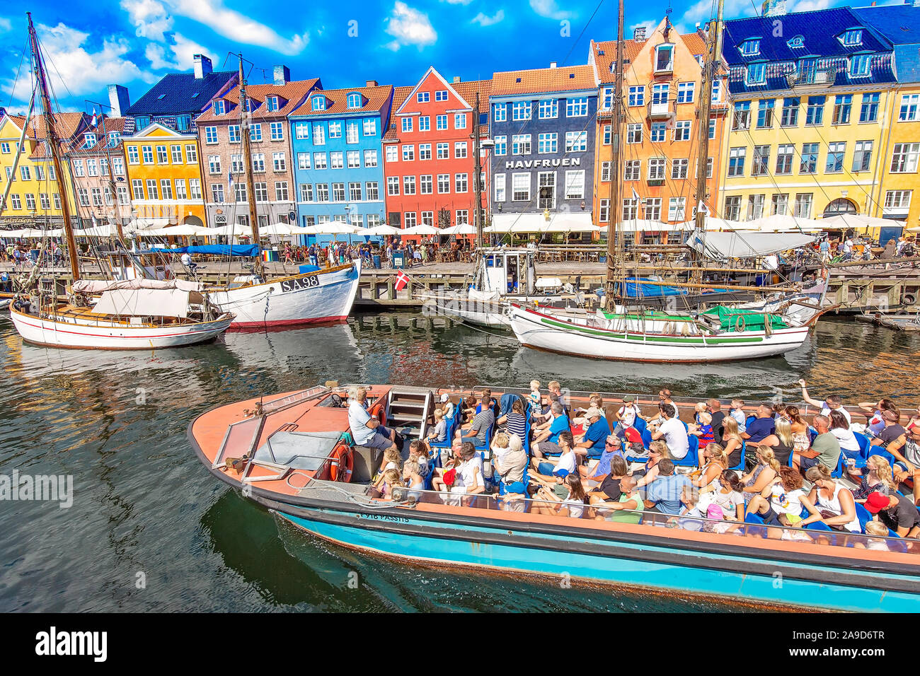Copenhagen, Denmark-2 August, 2019: Famous Nyhavn (New Harbour) bay in ...
