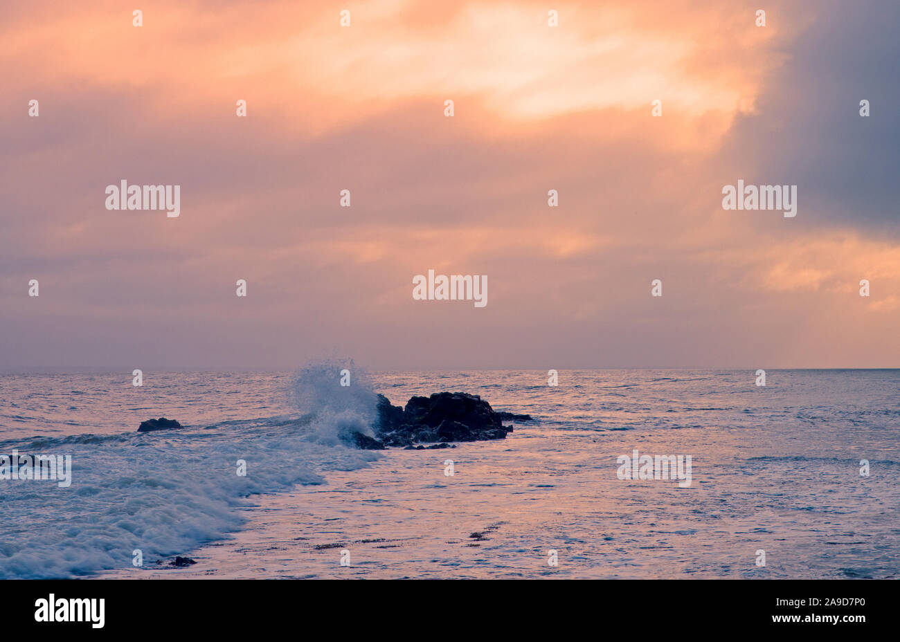 Sweden, Scania, Kullen Peninsula, Höganes, evening light on the rocky ...