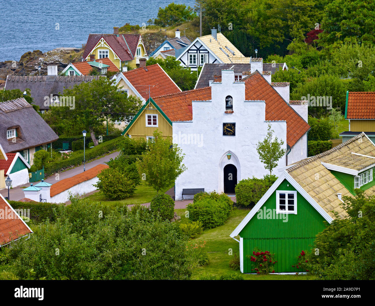 Sweden, Scania, Kullen Peninsula, view over the roofs of Arild ...