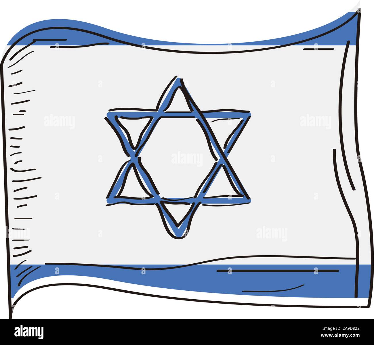Flag of Israel. Hand drawing - Vector illustration Stock Vector Image ...