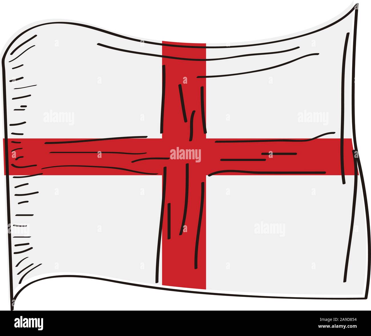 Flag of England. Hand drawing - Vector illustration Stock Vector Image ...