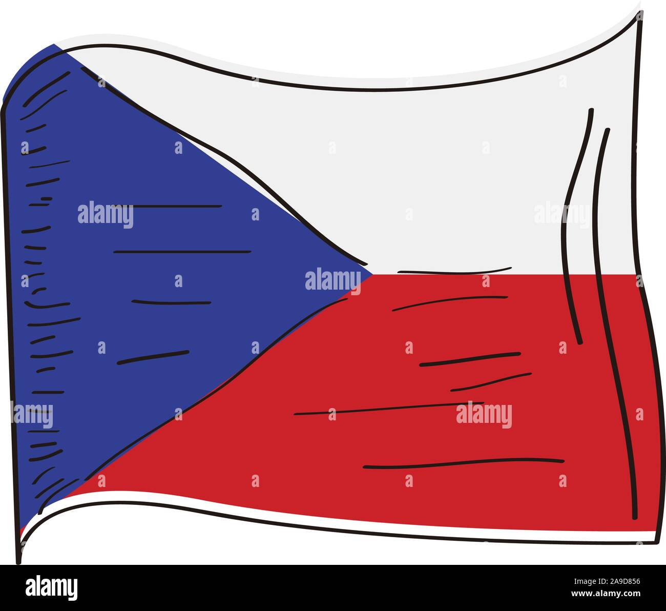 Flag of Czech Republic. Hand drawing - Vector illustration Stock Vector ...