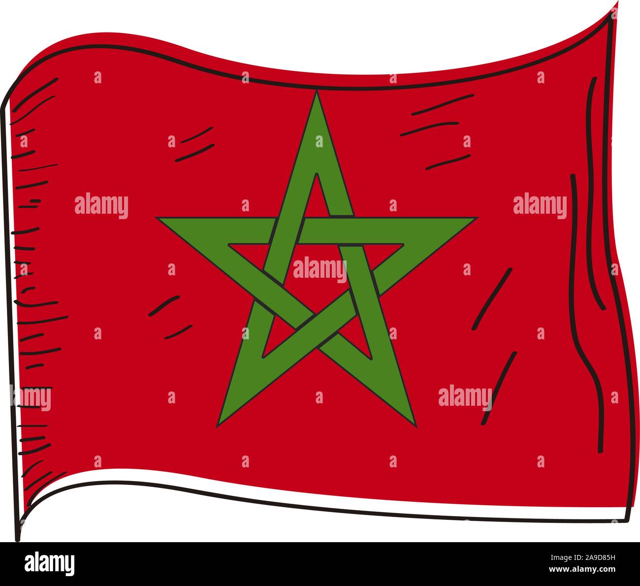 Flag of Morocco. Hand drawing - Vector illustration Stock Vector Image ...