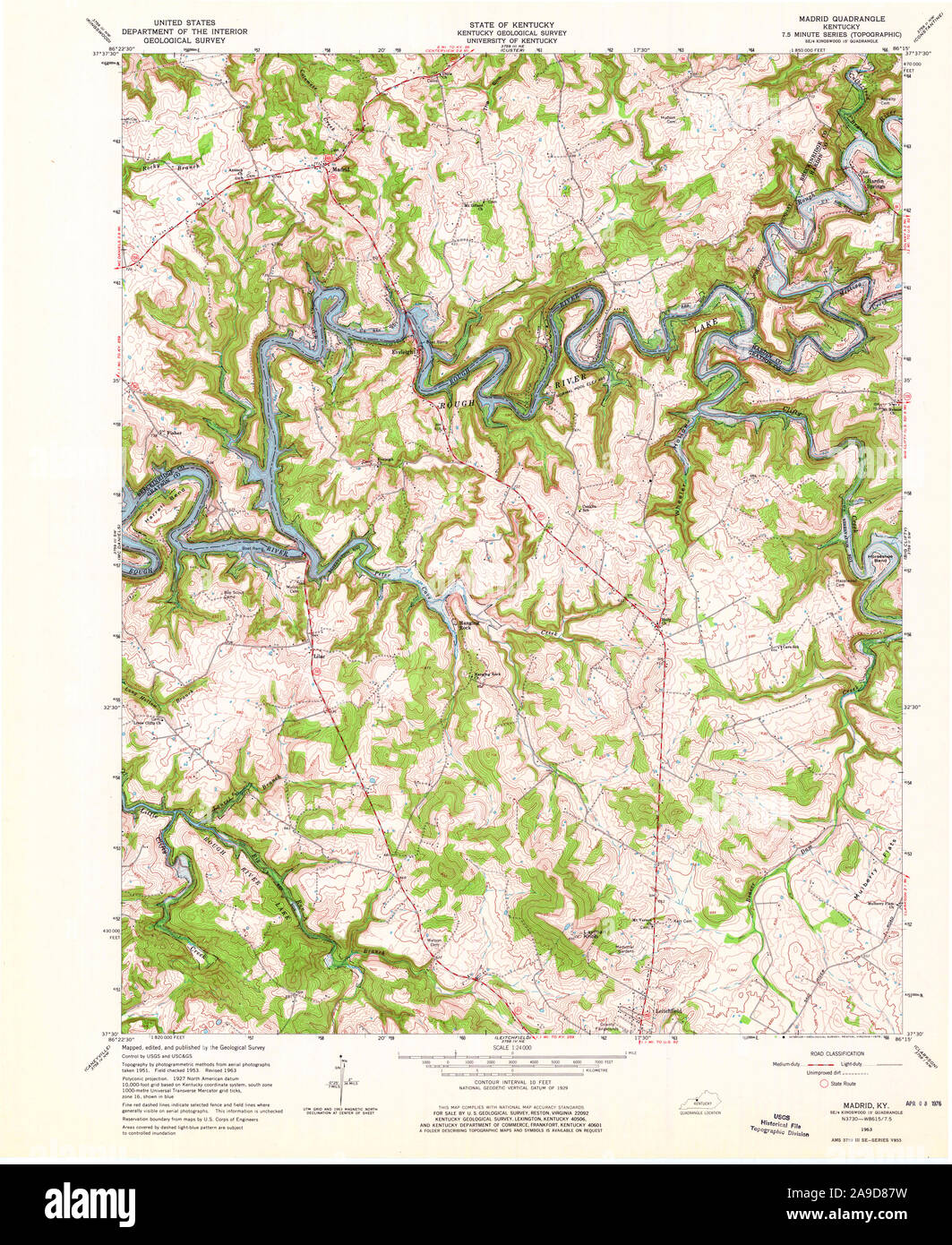 USGS TOPO Map Kentucky KY Madrid 803743 1963 24000 Stock Photo - Alamy