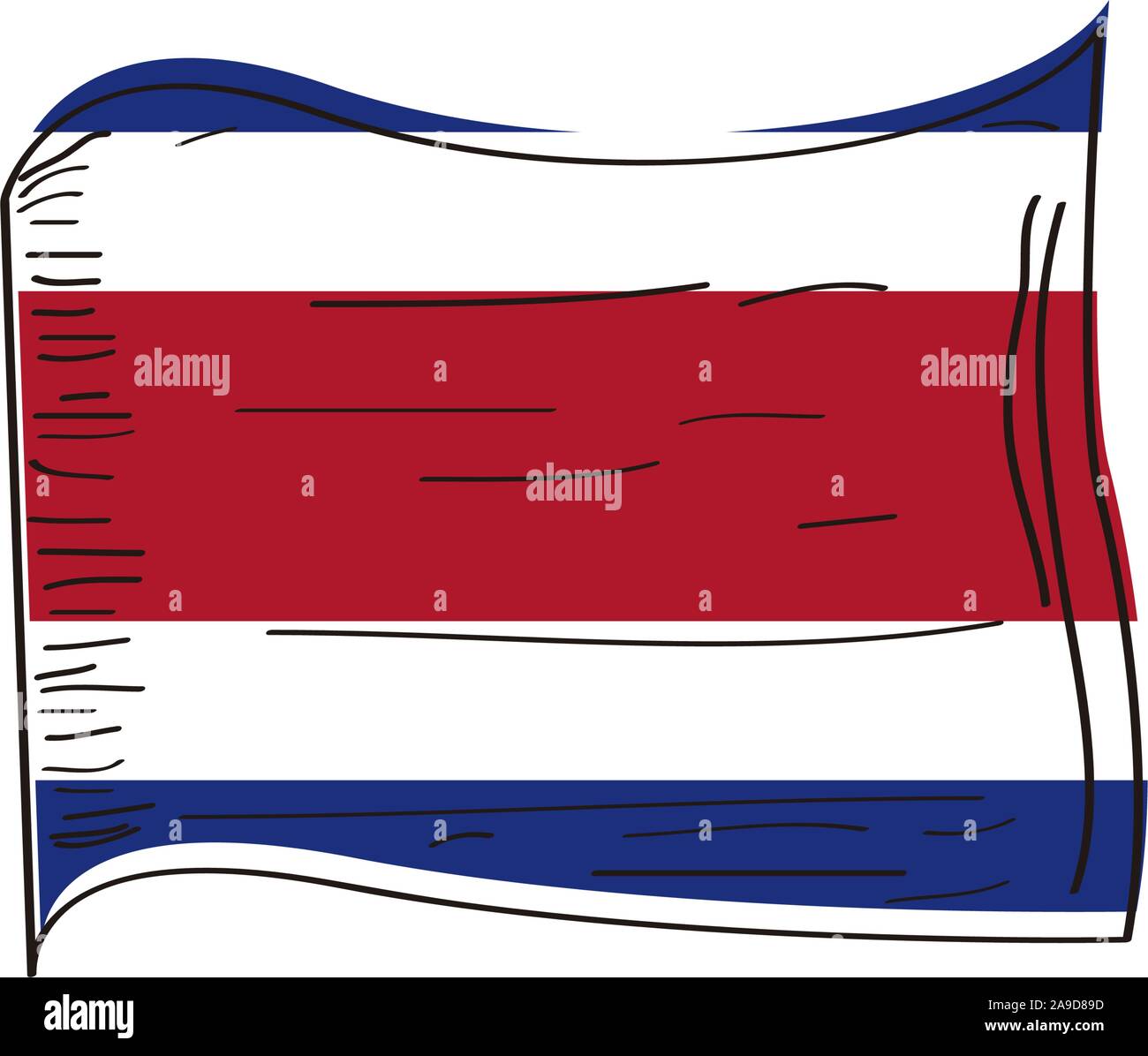 Flag of Costa Rica. Hand drawing - Vector illustration Stock Vector ...