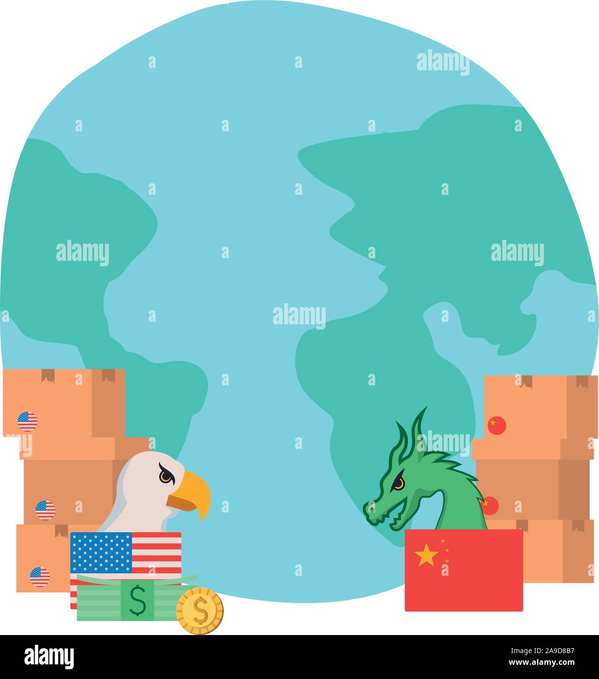 commercial war between china and usa vector design Stock Vector Image ...